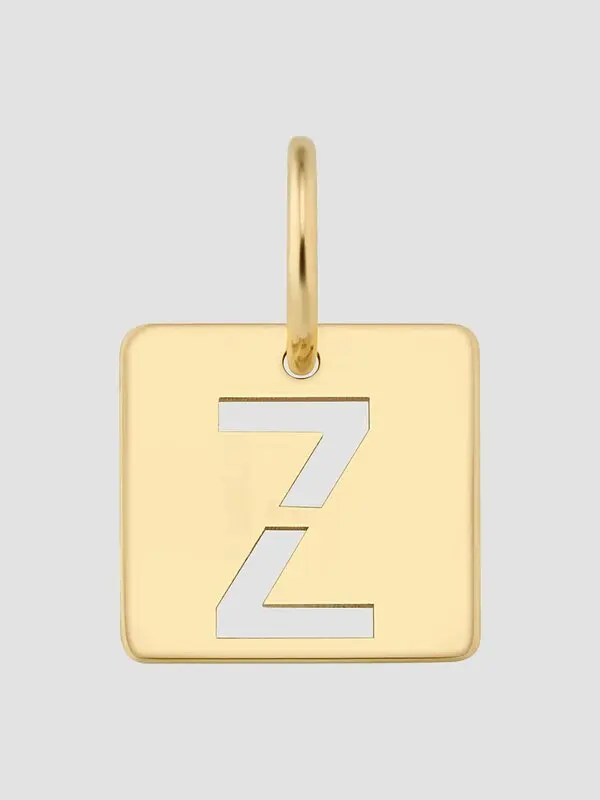 ORADINA 14k Yellow Gold Initial Tile Pendant Charm - Letter Z