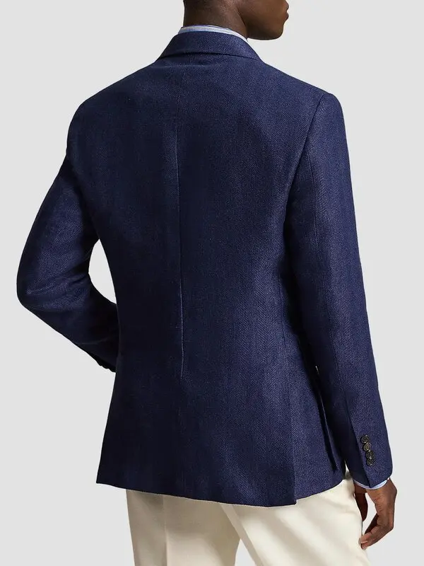 Polo Ralph Lauren Rl 67 Tonal Herringbone Sport Coat - Navy