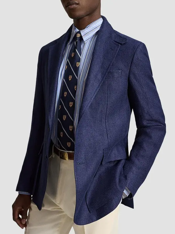 Polo Ralph Lauren Rl 67 Tonal Herringbone Sport Coat - Navy