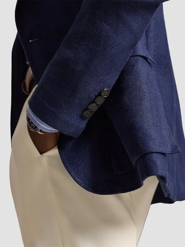Polo Ralph Lauren Rl 67 Tonal Herringbone Sport Coat - Navy