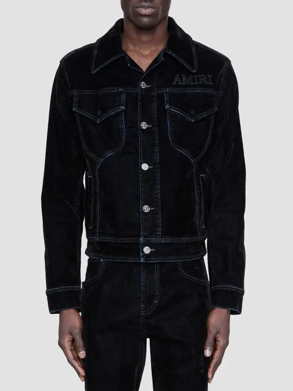 Amiri Vintage-cut Flock Denim Jacket - Black