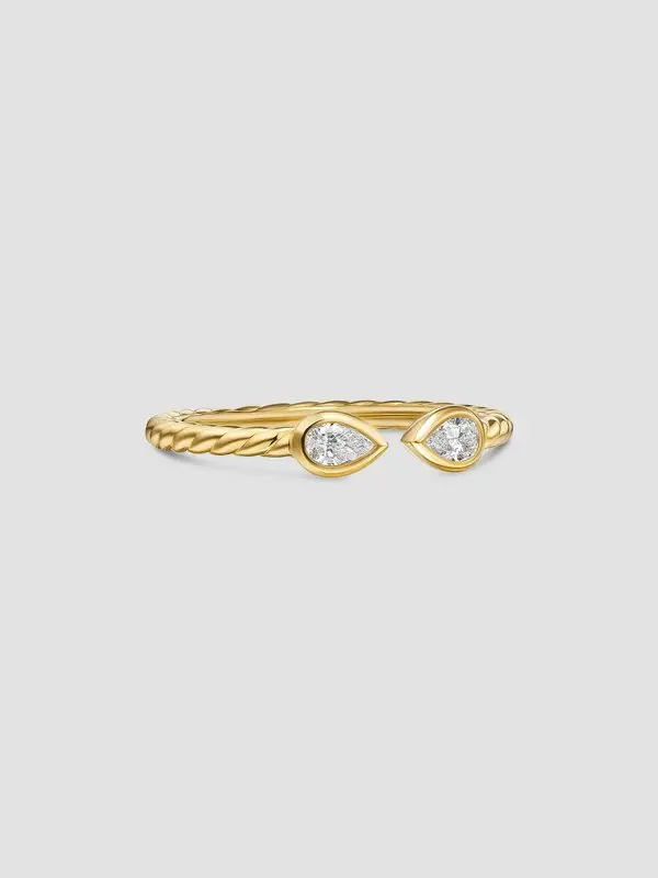 David Yurman Petite Modern Renaissance Open Pear Ring In 18k Yellow Gold