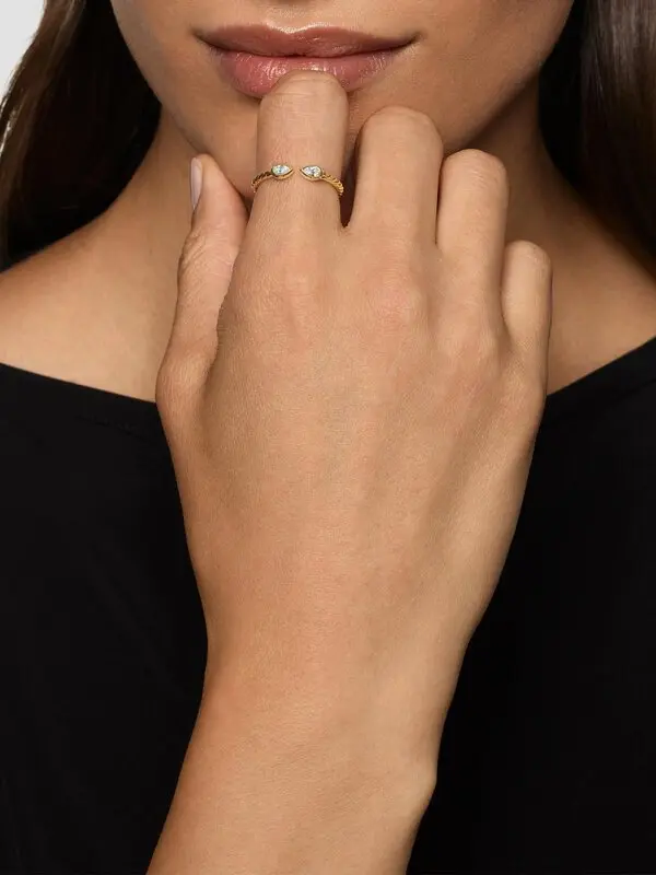 David Yurman Petite Modern Renaissance Open Pear Ring In 18k Yellow Gold