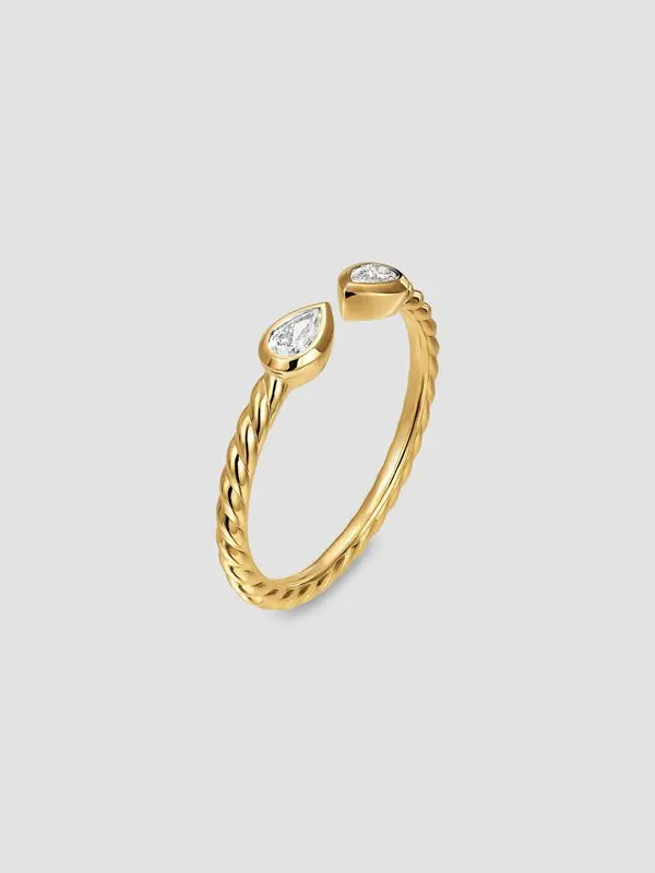David Yurman Petite Modern Renaissance Open Pear Ring In 18k Yellow Gold