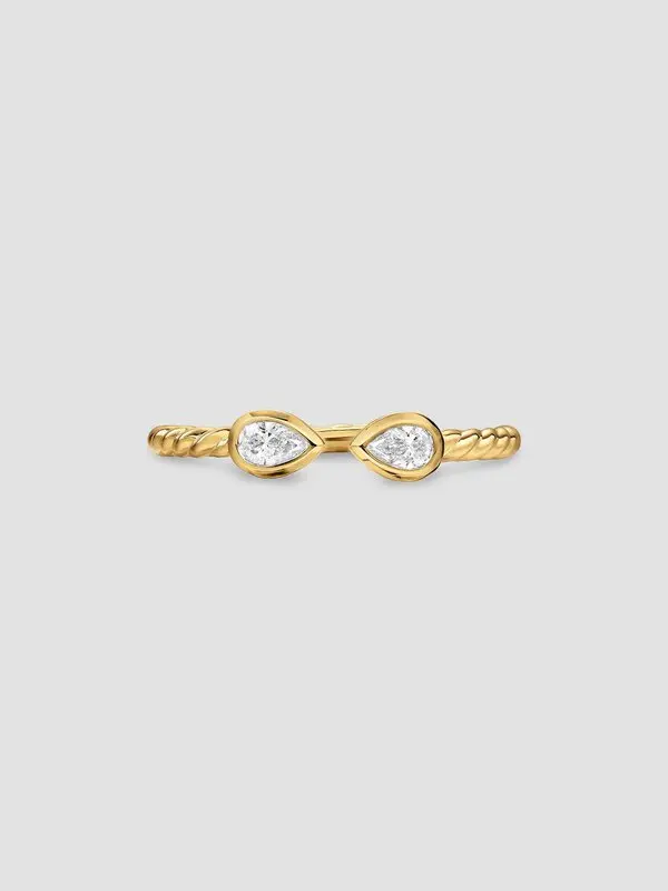 David Yurman Petite Modern Renaissance Open Pear Ring In 18k Yellow Gold