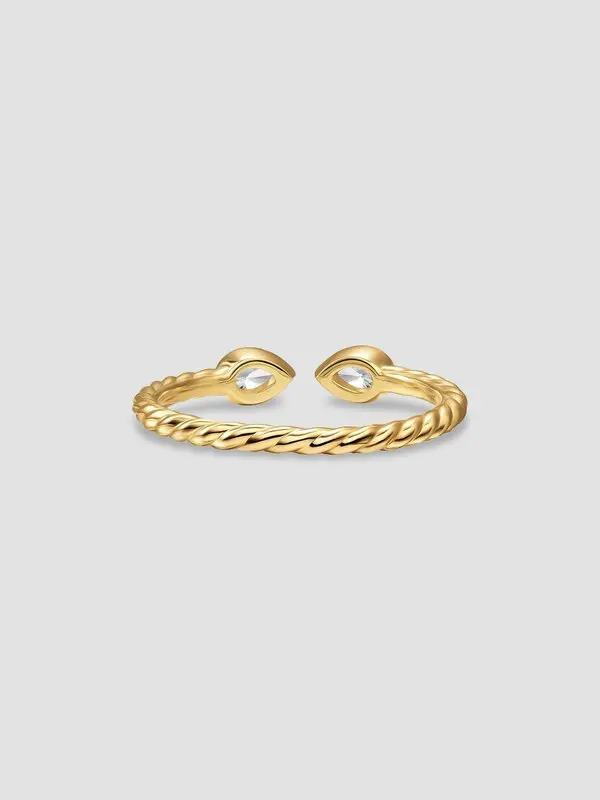 David Yurman Petite Modern Renaissance Open Pear Ring In 18k Yellow Gold