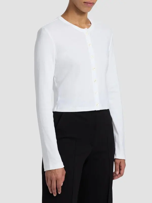 LESET Nando Cotton Crop Cardigan - White