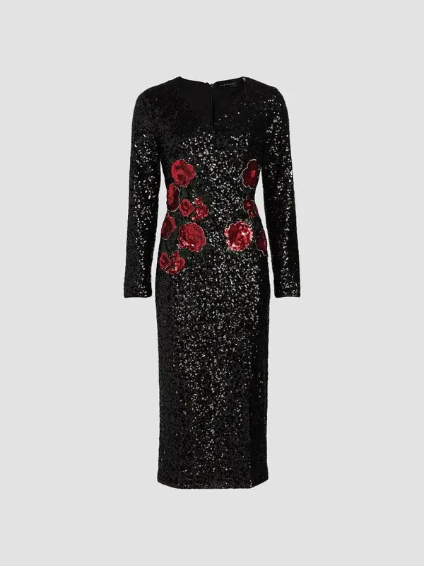 Elie Tahari The Aurora Floral Sequin Cocktail Dress
