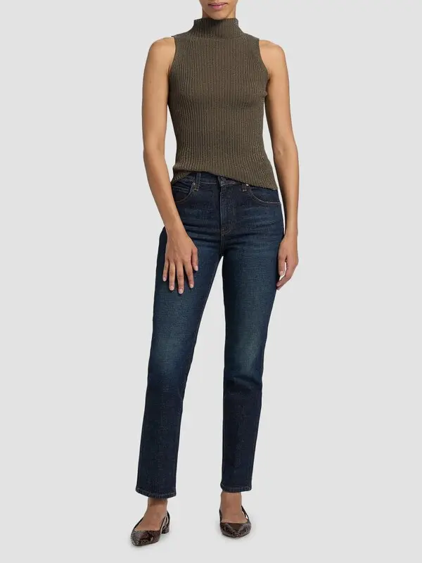 LESET Blake Rib-knit Sleeveless Turtleneck Sweater