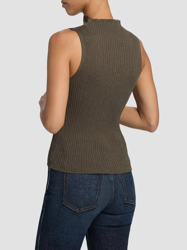 LESET Blake Rib-knit Sleeveless Turtleneck Sweater