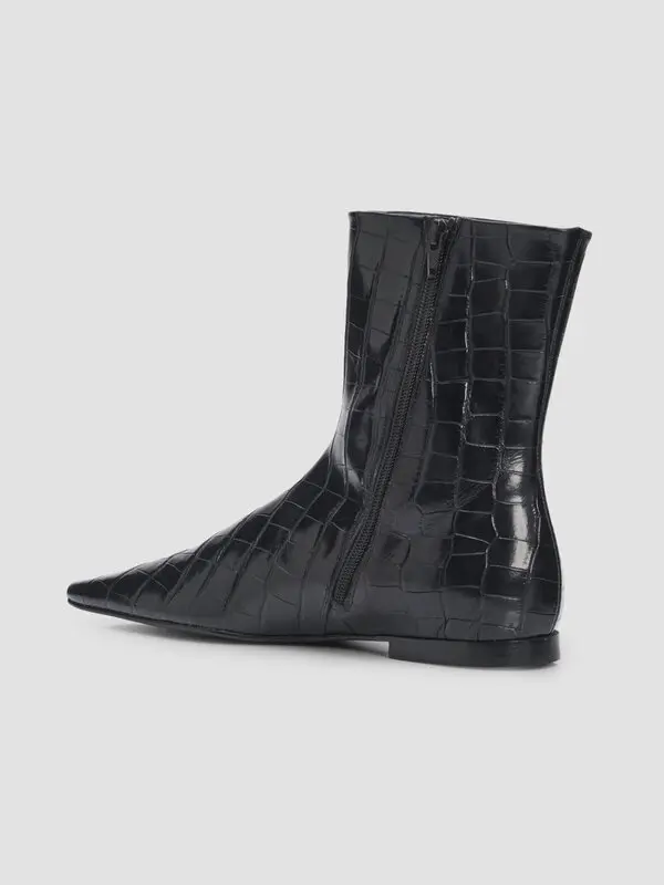 TOTEME Croc-embossed Leather Chelsea Boots - Black