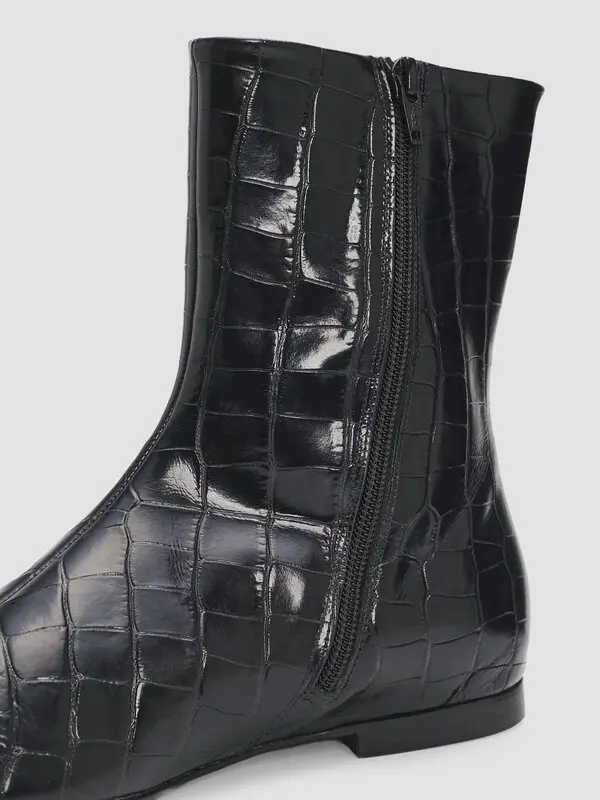TOTEME Croc-embossed Leather Chelsea Boots - Black