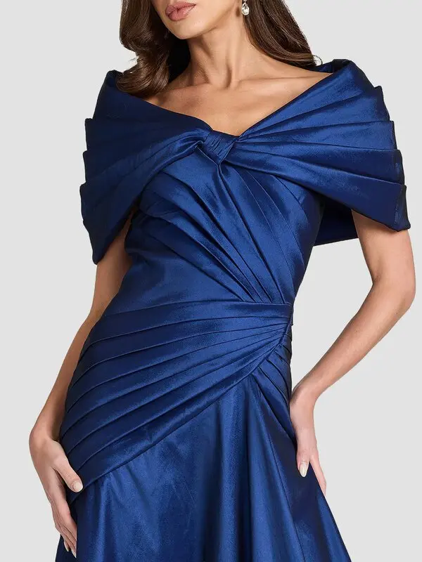 Tadashi Shoji Pleated Taffeta Portrait Gown