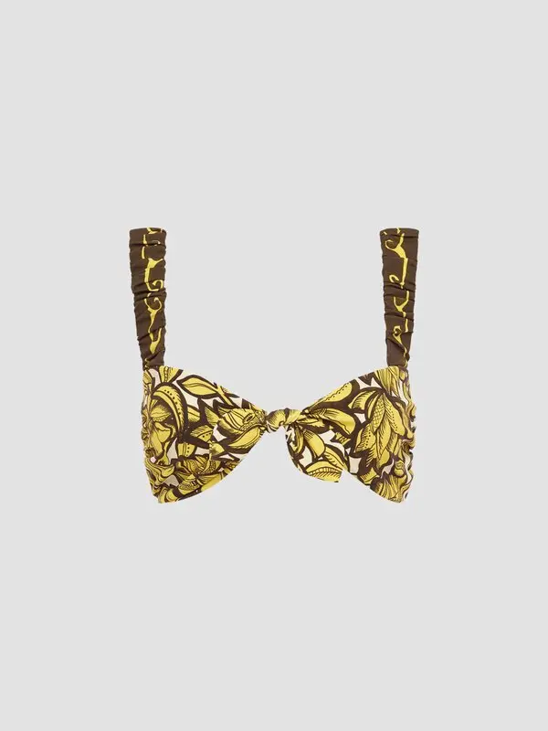 ALEMAIS Mona Floral Tie Bikini Top - Yellow