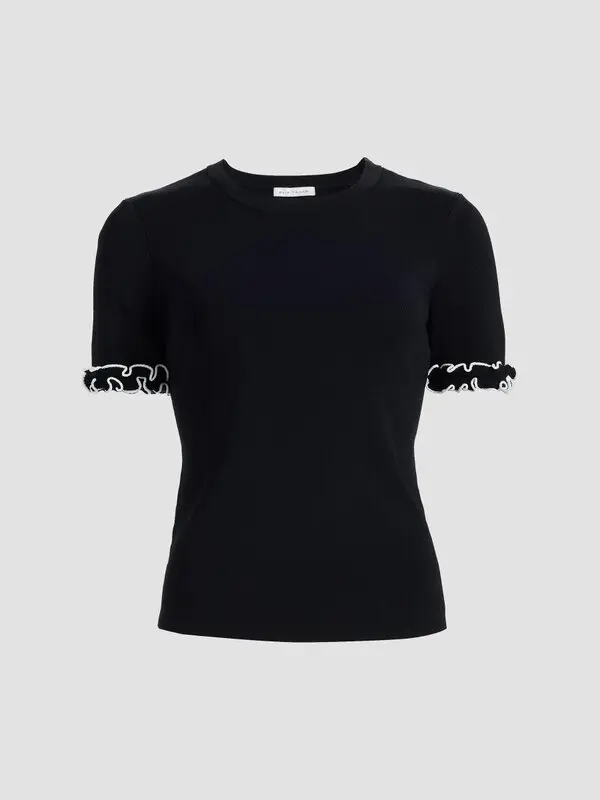 Elie Tahari The Rose Frill-cuff Top - Noir