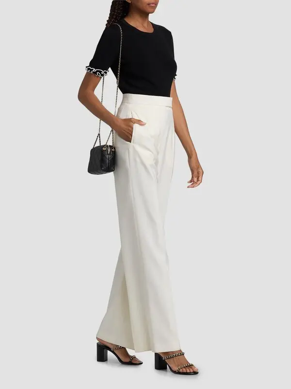 Elie Tahari The Rose Frill-cuff Top - Noir