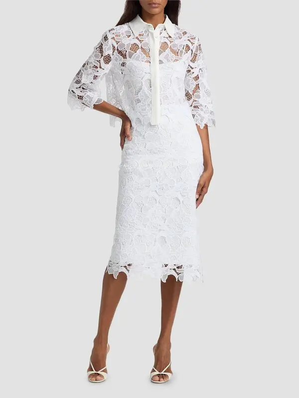 Chiara Boni La Petite Robe Euryd Lace Open-knit Button-front Shirt