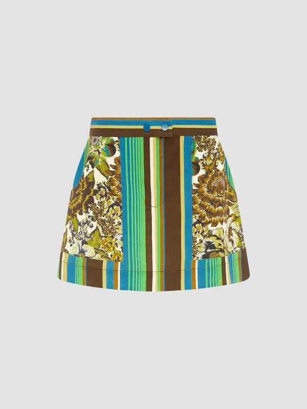 ALEMAIS Charlie Graphic Linen Miniskirt