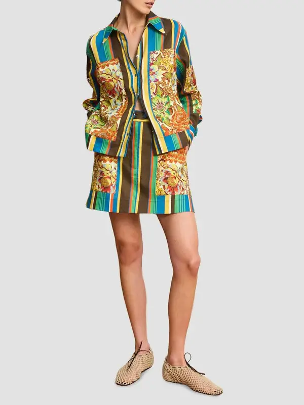 ALEMAIS Charlie Graphic Linen Miniskirt
