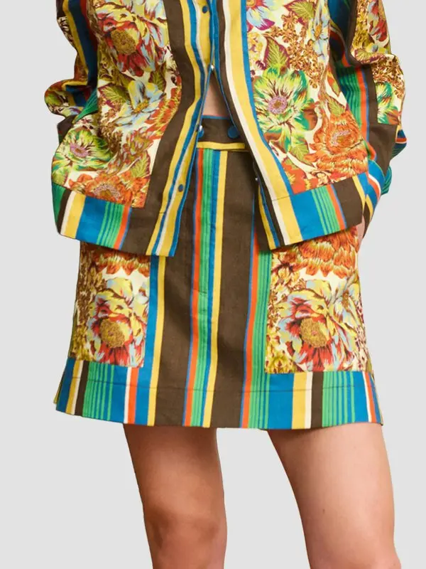 ALEMAIS Charlie Graphic Linen Miniskirt