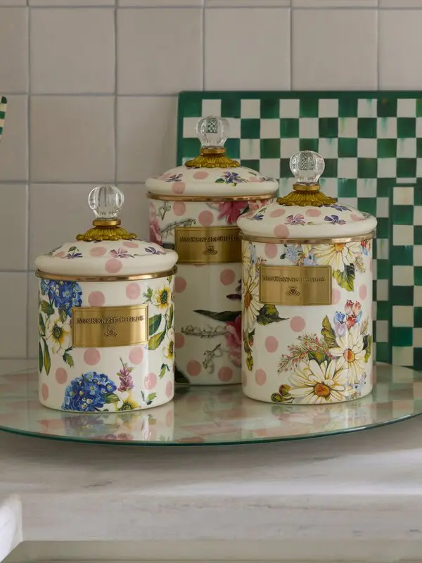 MACKENZIE-CHILDS Wildflowers Pink Medium Canister