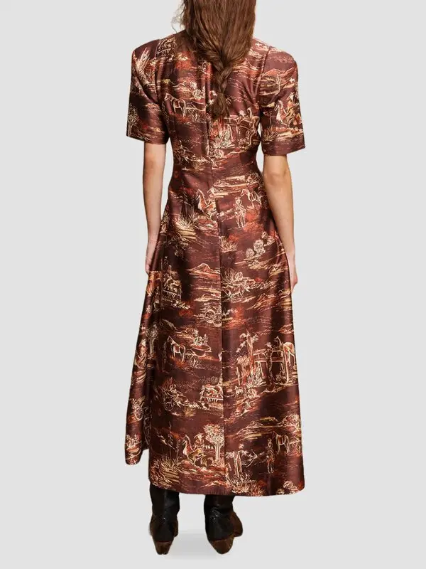 ALEMAIS Ezra Printed Cotton-blend Midi Dress