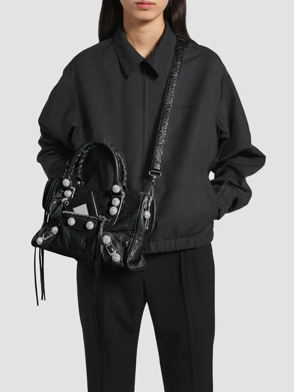 Balenciaga Le City Small Giant Studs Top Handle Bag With Rhinestones