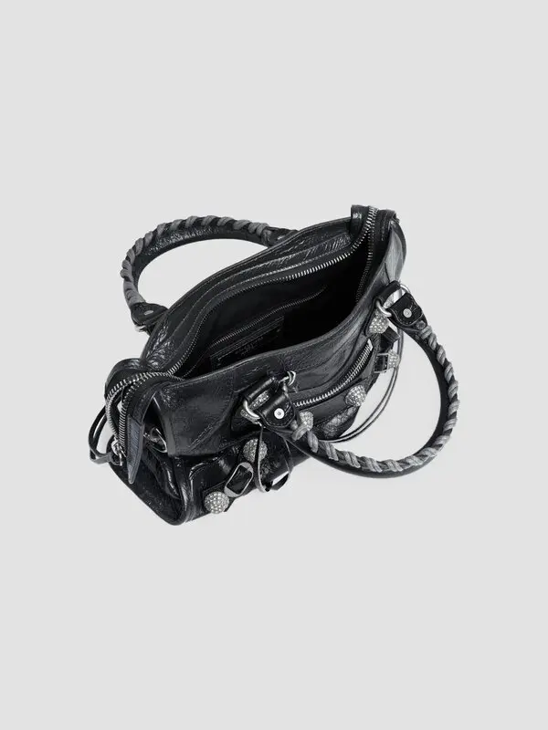 Balenciaga Le City Small Giant Studs Top Handle Bag With Rhinestones