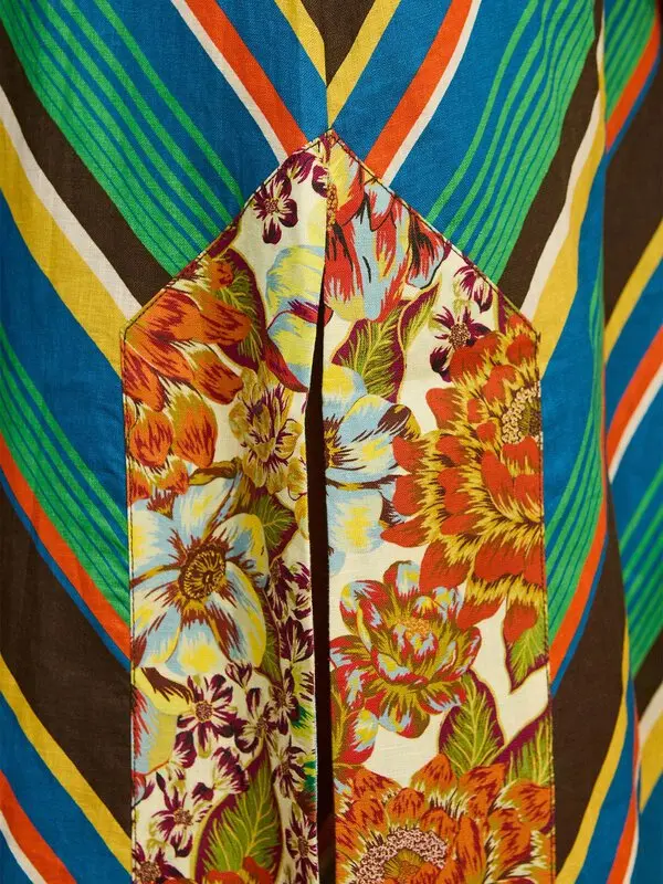 ALEMAIS Charlie Mixed-print Linen Day Dress