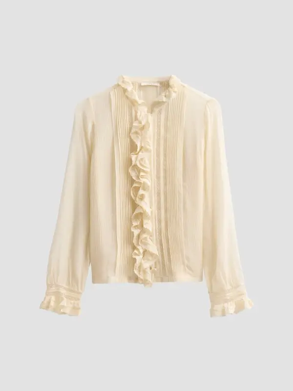 DÔEN Magdeleine Ruffle Silk Top