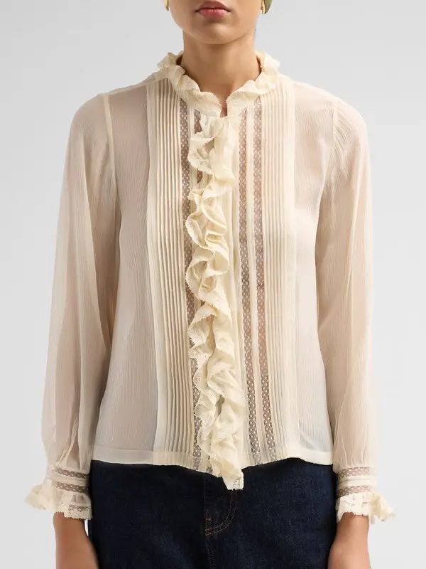 DÔEN Magdeleine Ruffle Silk Top