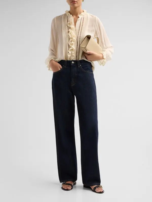 DÔEN Magdeleine Ruffle Silk Top