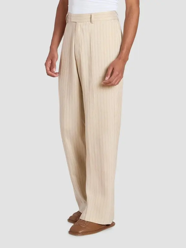 Amiri Striped Linen-blend Tailored Pants