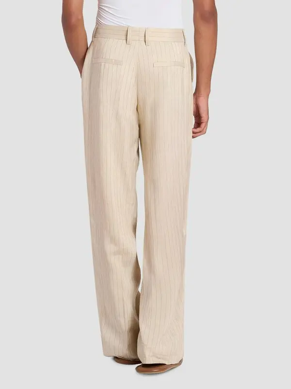 Amiri Striped Linen-blend Tailored Pants