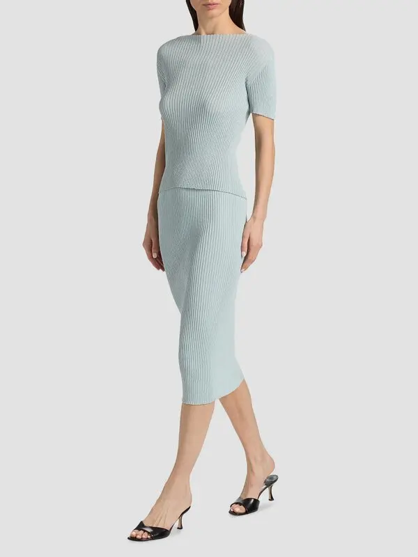LESET Blake Rib-knit Pencil Midi-skirt