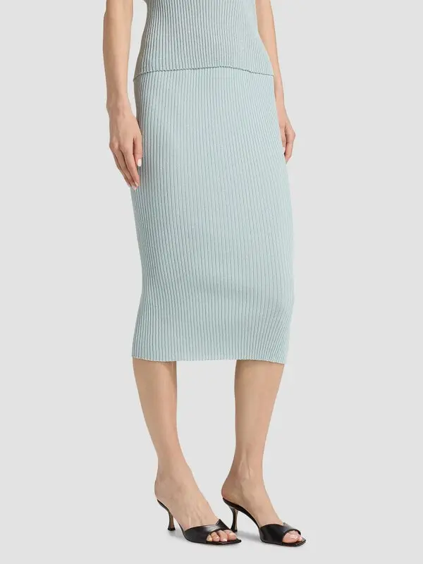 LESET Blake Rib-knit Pencil Midi-skirt