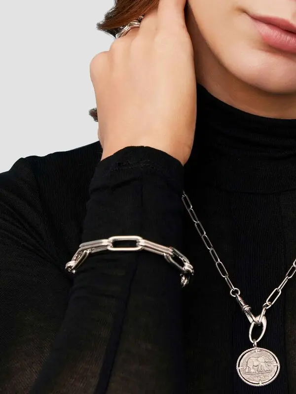 ORADINA Double It Paperclip Bracelet In Sterling
