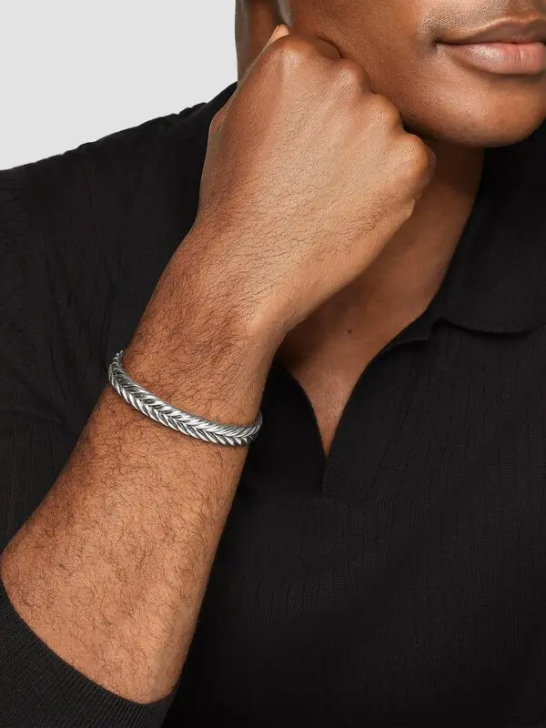 David Yurman Chevron Flex Bracelet In Sterling 10mm