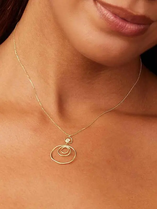 ORADINA Inner Circle Drop Necklace In 14k Yellow