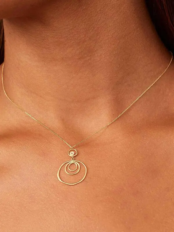 ORADINA Inner Circle Drop Necklace In 14k Yellow