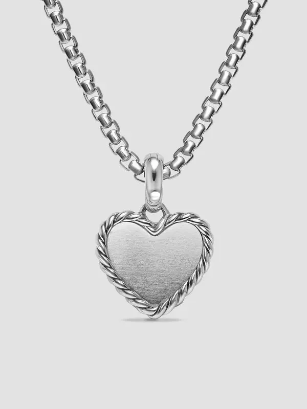 David Yurman Pavé Heart Amulet In Sterling Silver With Diamonds 15.6mm