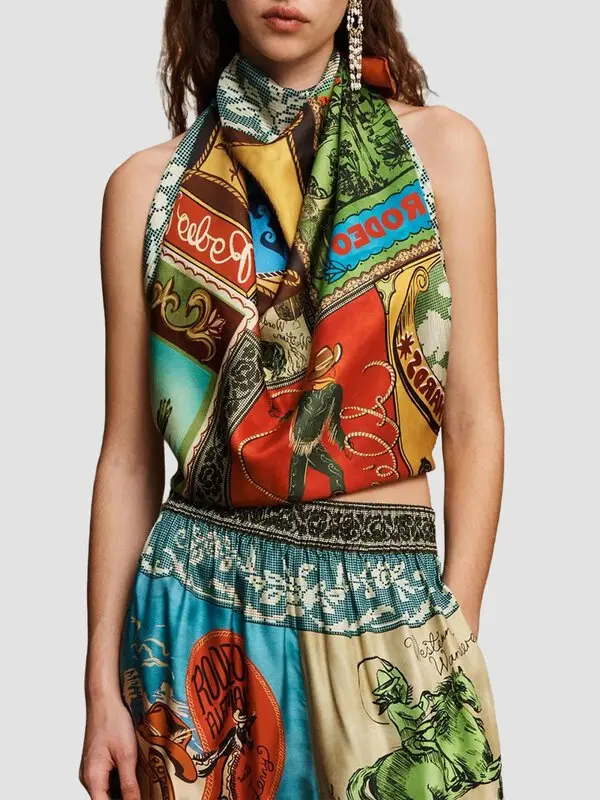 ALEMAIS Ace Printed Silk Scarf