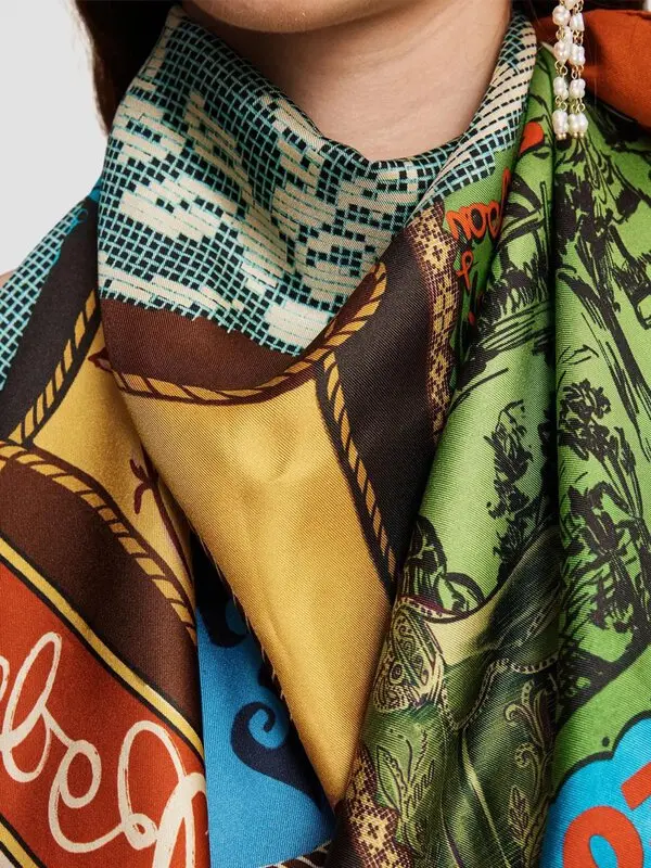 ALEMAIS Ace Printed Silk Scarf