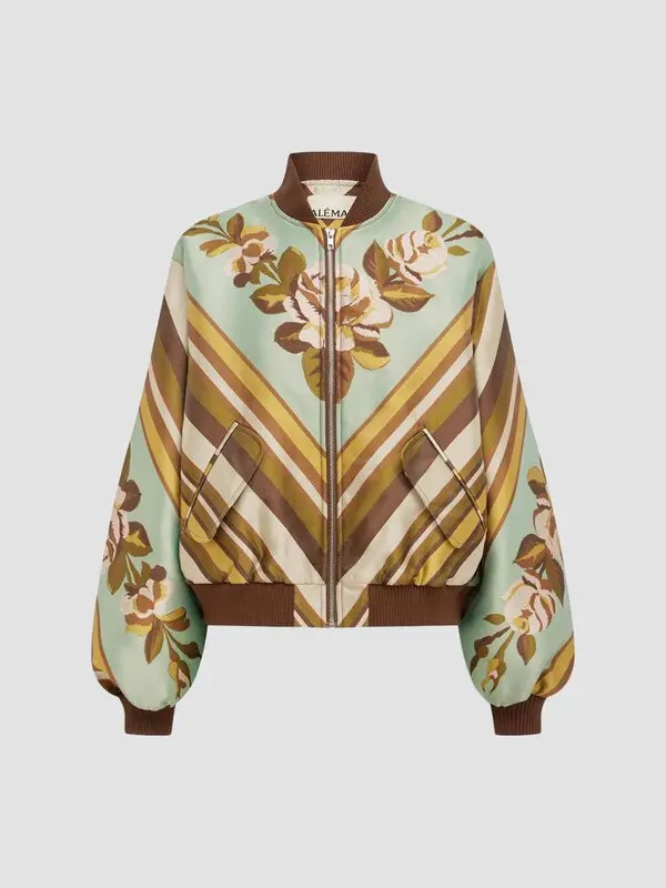 ALEMAIS La Rosa Printed Jacquard Bomber Jacket