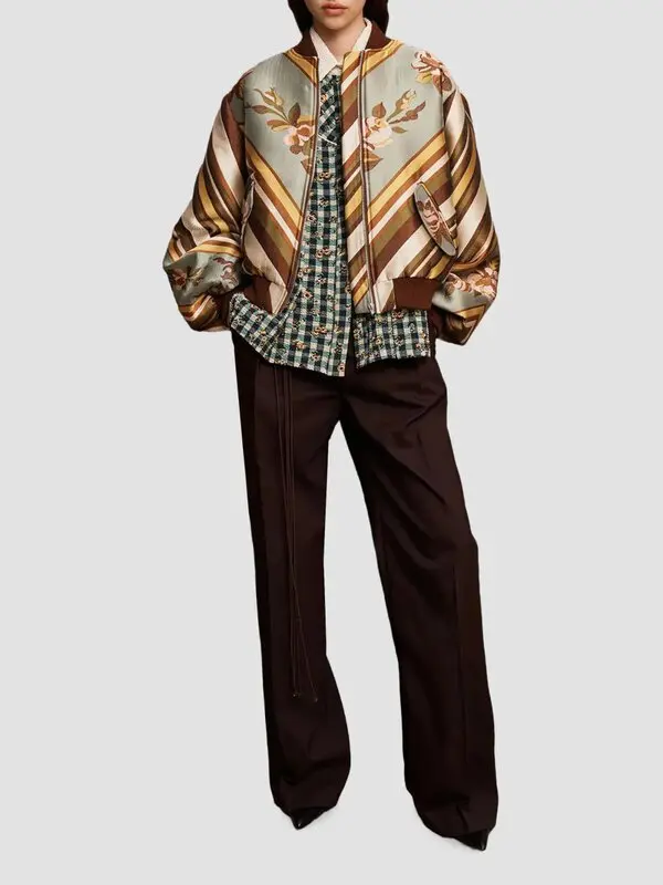 ALEMAIS La Rosa Printed Jacquard Bomber Jacket