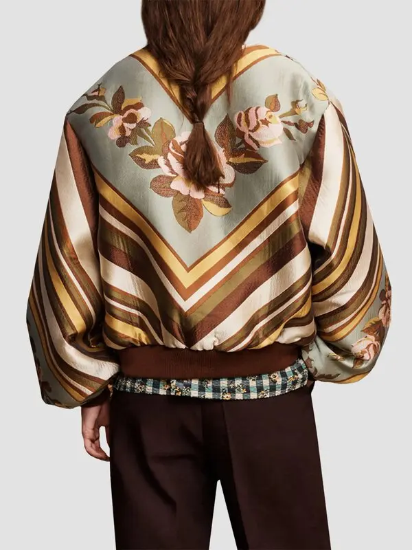 ALEMAIS La Rosa Printed Jacquard Bomber Jacket