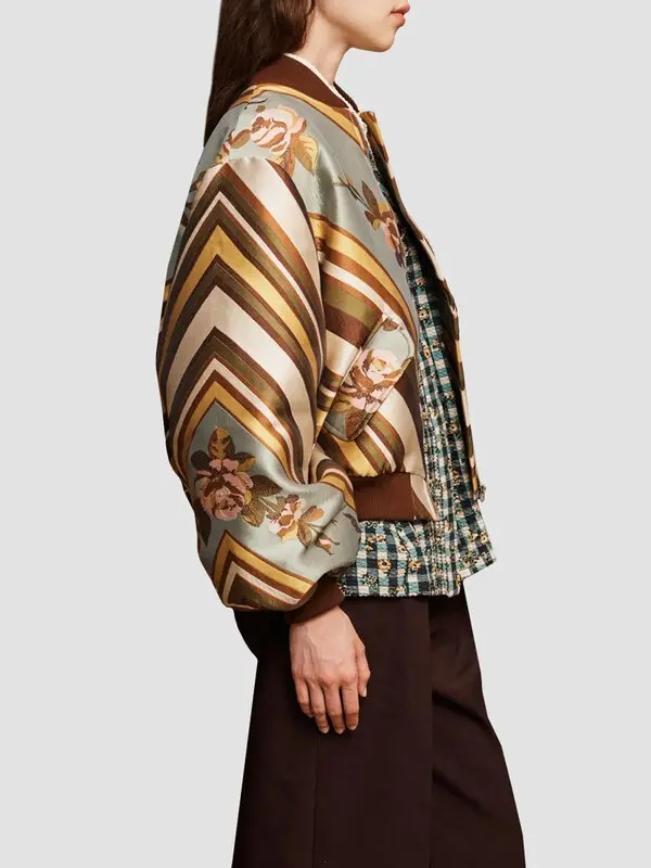 ALEMAIS La Rosa Printed Jacquard Bomber Jacket