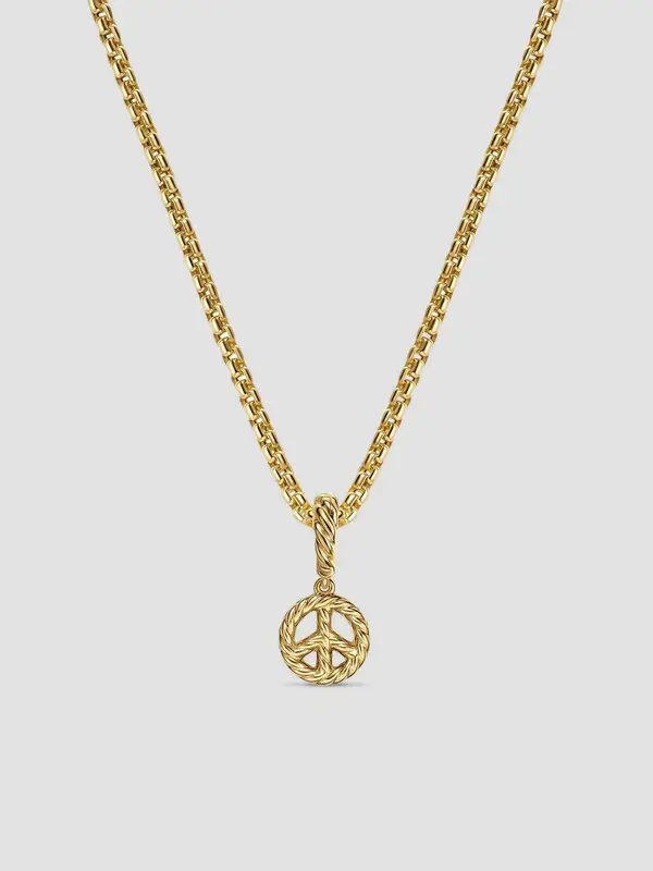David Yurman Micro Pavé Peace Sign Amulet In 18k Yellow Gold With Diamonds, 7.6mm