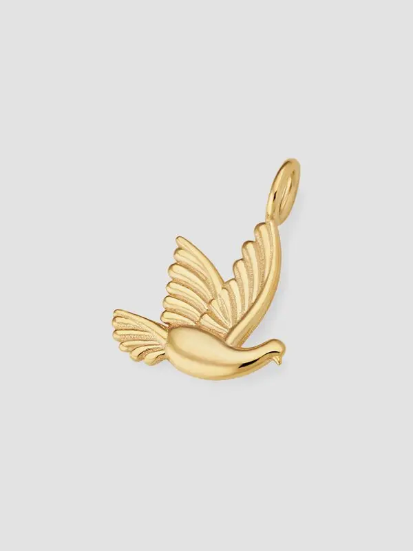 ORADINA Freedom Dove Pendant Charm In 14k Yellow