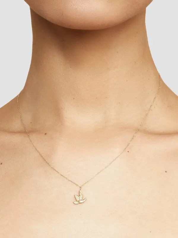 ORADINA Freedom Dove Pendant Charm In 14k Yellow